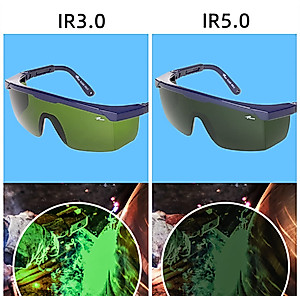 IR 5.0 Welding Safety Glasses, Anti Fog Lens Safety Eyewear Goggles, Adjustable Frames, Scratch-Resistant, Torch Brazing Welding Cutting Soldering Goggles, Helmet, Mask, UV Protection