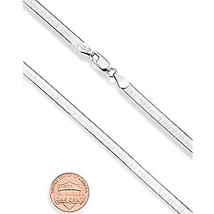 Miabella 925 Sterling Silver Italian Solid 4.5mm Flexible Flat Herringbone Chain Necklace Men Women, 925 Made in Italy (Length 18 Inches (Small))