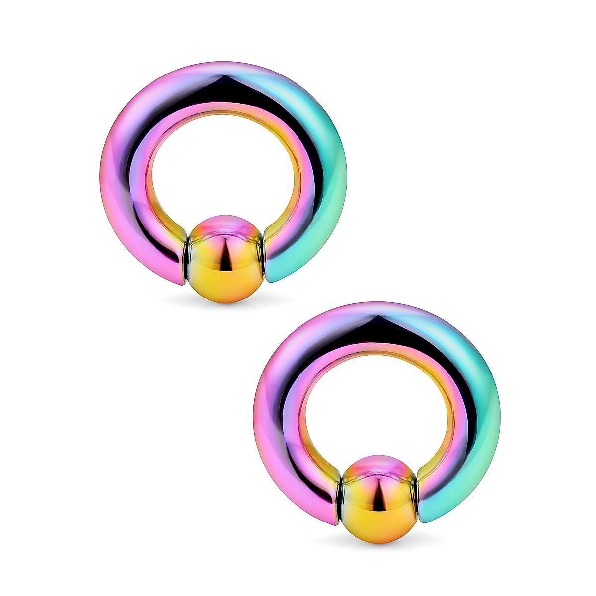 Ftovosyo PA Rings Captive Bead Rings Spring Action CBR Monster Screwball Rings Large Septum Ring Ear Gauges Earrings 2G 6mm 316L Surgical Steel Pierced Body Jewelry for Women Men 5/8"