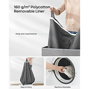 SONGMICS Sturdy Double Laundry Hamper with Lid, Removable Fabric Bag, 142L Large Clothes Hamper 2 Section, Laundry Basket with Handles for Closet, Laundry Room, Bedroom, Bathroom, Gray ULCB02G