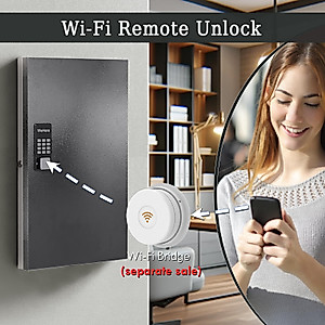 96 Key Lock Box Wall Mount, Smart Key Cabinet One Time Password/APP Bluetooth/Fixed Code/Wi-Fi Remote/Key Unlock, Security Storage Key Holder Box, Key Management for Valets, Realtors, Office, Hotel