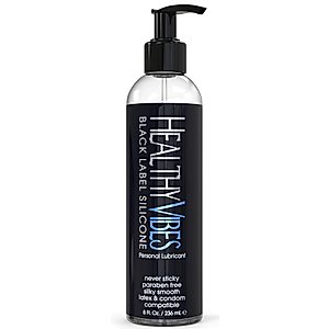 Black Label Silicone Based Personal Lubricant- Lasts Long & Easy to Clean, Water Resistant Lube, Lubricant for Privacy Safe for Most Skin Types- 8 oz