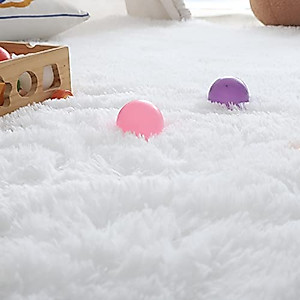Jorkei White Area Rugs for Bedroom,4x6 Feet Plush Furry Shag Rug,Indoor Modern Plush Area Rugs for Living Room Bedroom Kids Room Kids Playroom Home Decor Floor Carpet