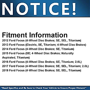 Detroit Axle - Brake Kit for 12-18 Ford Focus 2012 2013 2014 2015 2016 2017 2018 Disc Brake Rotors Ceramic Brakes Pads Replacement : 10.94'' inch Front & 10.67'' inch Rear Rotors