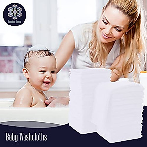 32 Pack Baby Washcloths - Luxury Coral Fleece - Extra Absorbent and Soft Wash Clothes for Newborns, Infants and Toddlers - Suitable for Sensitive Skin and New Born - Baby Shower - White, 10x10 Inch