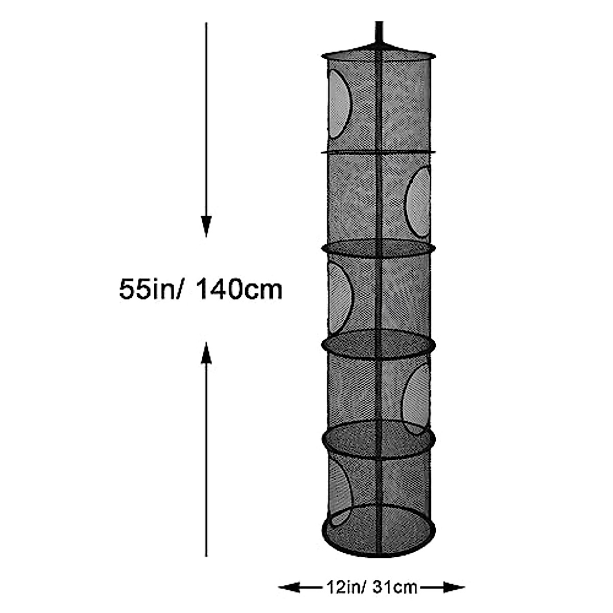 coastal rose 2Pcs Stuffed Animal Storage Foldable Stuffed Animal Net or Hammock Organizer, 5 Compartments Hanging Mesh Toy Storage Hammock for Kid Room Toys, Gloves, Hats, Socks(Black)