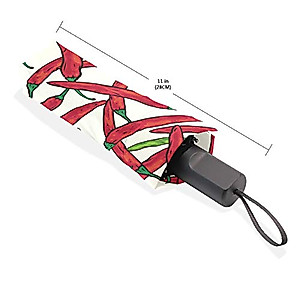 Kids Umbrella For Travel Abstract Seamless Red Hot Chili Windproof Umbrella Windproof Travel Rain & Wind Resistant Compact And Lightweight For Business And Travels