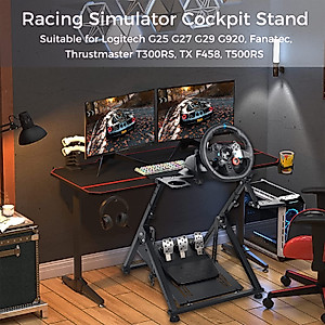 Hottoby racing steering wheel adjustable fits for Logitech and Thrustmaster, steering wheel, pedals and handbrake not included