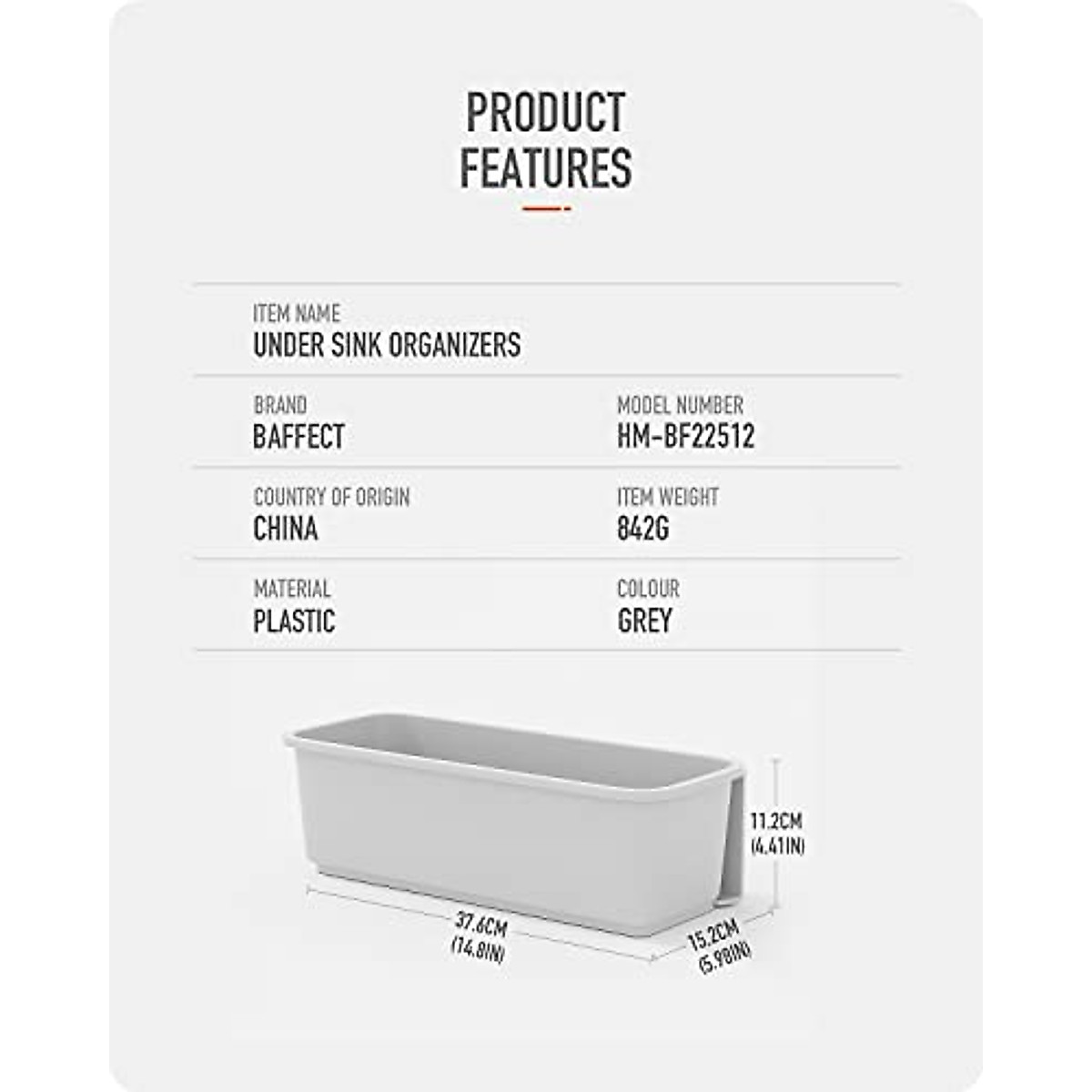 Baffect Under Sink Organizers and Storage, 2 Pack Pull Out Under Bathroom and Kitchen Cabinet Storage Drawer Organizer, Multi Purpose Sink Organizing Caddy up to 11lbs (Gray)