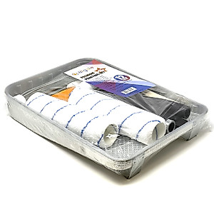 Allgala 12-Piece Premium Painting Roller Kit Set with Roller Frames, Covers, Steel Tray, Brush, Mixer, Masking Tape etc - TH10302