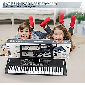 AersGu Piano Keyboard - 61 Key Keyboard Piano, Electric Piano Music Keyboard with Teaching Mode, Microphone, Sheet Music Stand and Power Supply, portable keyboard piano for Beginners
