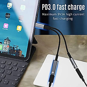 TOPUONE USB C to 3.5mm Headphone and Charger Adapter, 2 in 1 Type C to Aux Audio Jack with PD Fast Aux Adapter Compatible with Pixel 3 4 5 XL, Galaxy S20 S21 S22 S23 Ultra,Note 20 10, Ipad Pro