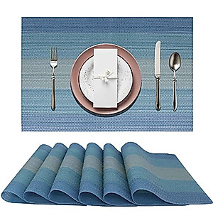 WaoDoing Placemats, Placemats for Dining Table, Heat Resistant Place Mats for Kitchen Table, PVC Table Mats, Easy to Clean, Set of 6