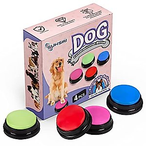 SUHSAI Dog Buttons for Communication, Pet Training Buzzer 30 Second Records & Playback, Voice Recorder and Speaking Button, Dog Talking Button for Pet, Cat, Dog (Pack of 4)
