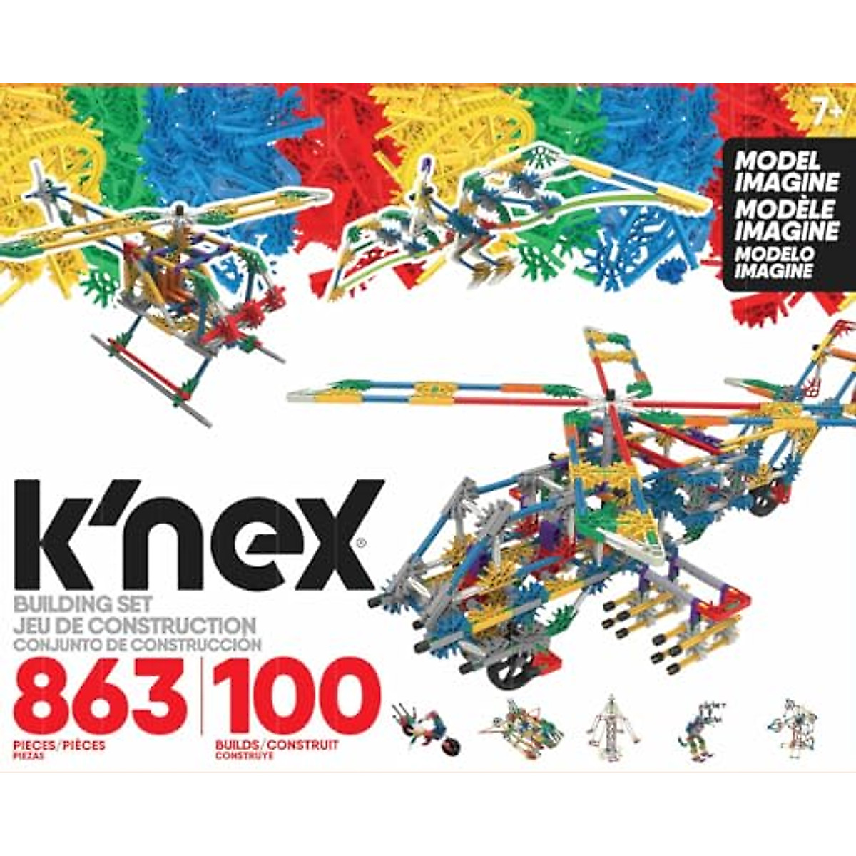 K’NEX Imagine: 100 Model Building Set – 863 Pieces, STEM Learning Creative Construction Model for Ages 7-10, Interlocking Engineering Toy for Boys & Girls, Adults - Amazon Exclusive