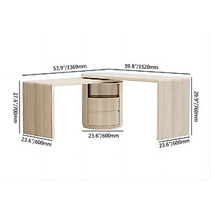 homary Modern Office Desk L-Shaped Table with 1 Cabinet & 2 Drawers 60" Executive Desks (Wash White)