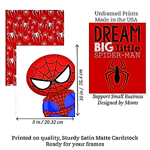 Dream Big Little Spiderman - Room Superheroes Spider Wall Art Decor Prints Poster Sign Pictures