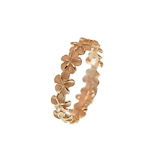 Arthur's Jewelry 925 sterling silver pink rose gold plated Hawaiian 5mm plumeria flower lei ring size 3.5
