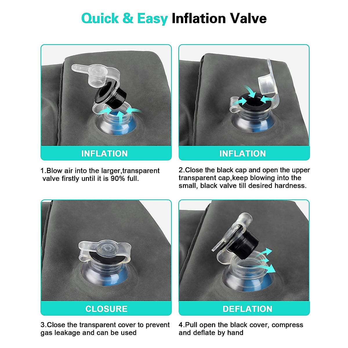 Inflatable Foot Rest for Air Travel, Airplane Footrest Adjustable Height Travel Foot Pillow Kids Bed,Portable Foot Rest Pillow for Kids & Adults on Plane,Car,Train,Office 2Pack (Dark Grey)