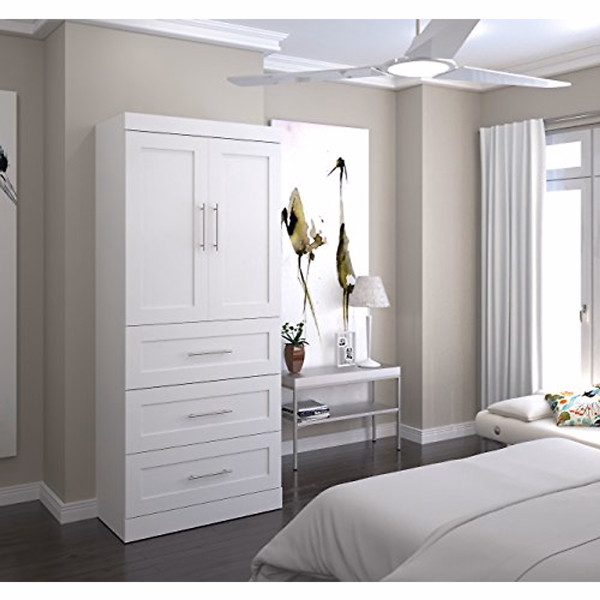 Bestar Pur Wardrobe with 3 Drawers in White, 36W