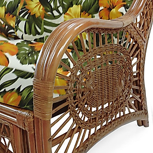 Malibu Lounge Loveseat Sofa Natural Rattan Wicker Handmade Design with Cream Cushions, Colonial Color