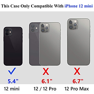 Vofolen Compatible with iPhone 12 Mini Case 5G Wallet Cover Credit Card Holder Slot Sliding Door Hidden Back Pocket Anti-Scratch Dual Layer Protective Shell Compatible with iPhone 12 Mini Army Green