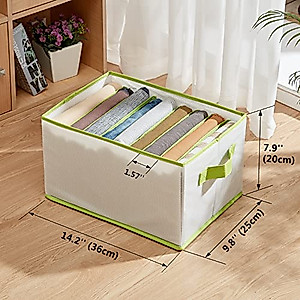 Wardrobe Clothes Organizer for Folded Clothes Jeans with 9 Small Grids (1.57'' W), 2 Pack Garderobe Clothing Organizer with Support Panels, Stackable Closet Storage Organizer Foldable with Handles