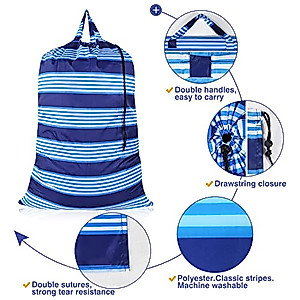 MAIBGALH Laundry Bag with Handles and Drawstring Closure, Laundry Bags Extra Large Heavy Duty, Laundry Room and Dorm Room Essentials, Suitable for Travel and Outdoors, Blue 2 Pack.