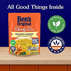 BEN'S ORIGINAL Ready Rice Roasted Chicken Flavored Rice, Easy Dinner Side, 8.8 OZ Pouch (Pack of 6)