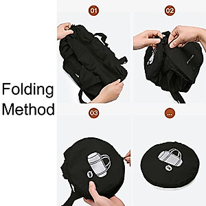 NKTDWO Small Sport Gym Bag for Adults, 25L Waterproof Duffle Bag with Wet and Dry Compartment Weekender Bag Foldable Gym Tote Bag for Workouts, Sports, Travel (Black)