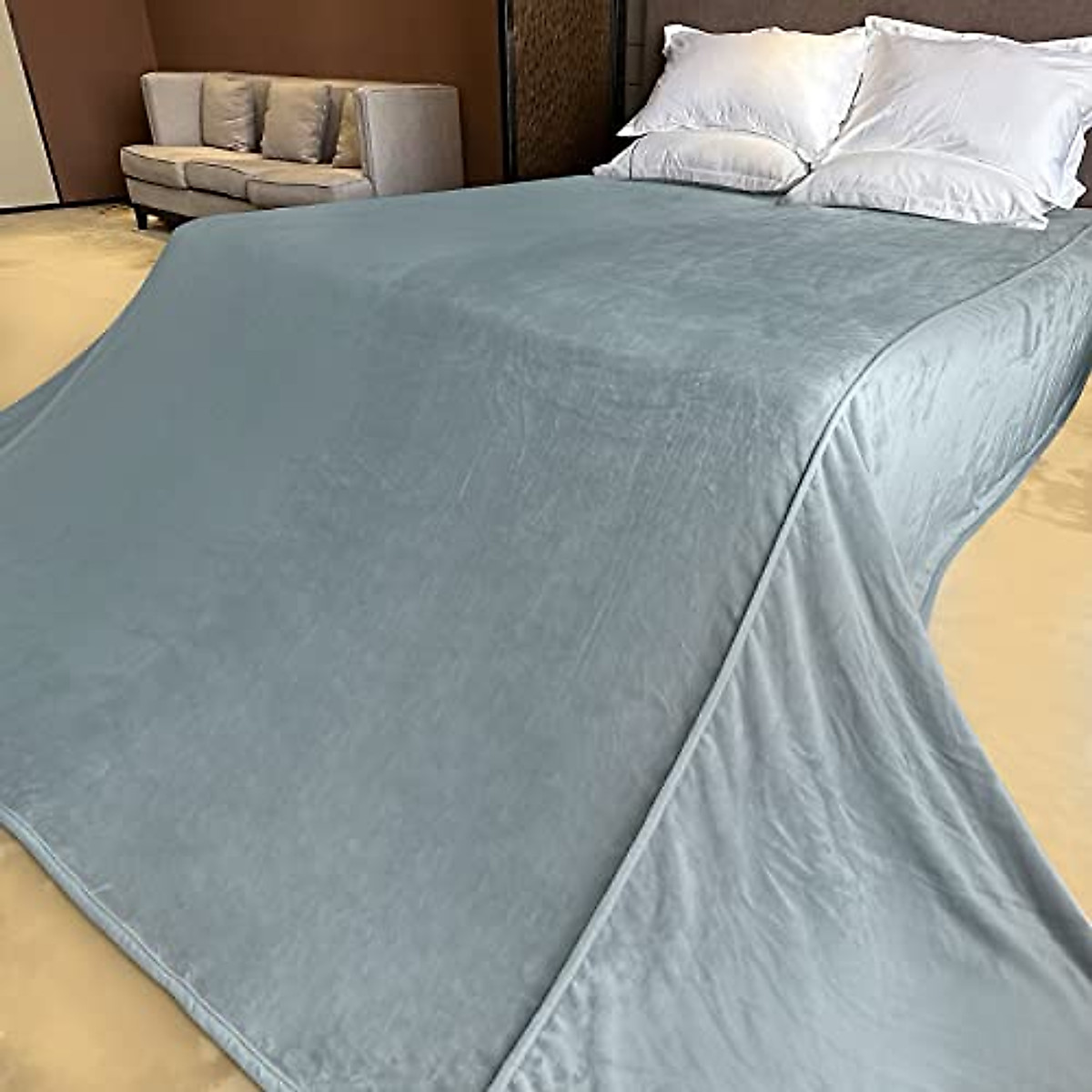 Enimib Oversized King Blanket 120 x 120 Inches, Extra Large Soft Warm Lightweight Flannel Fleece Thick Throw Blanket 10'x 10', Plush Microfiber Fluffy Big Blanket for Couch/Bed/Sofa Camping Grey