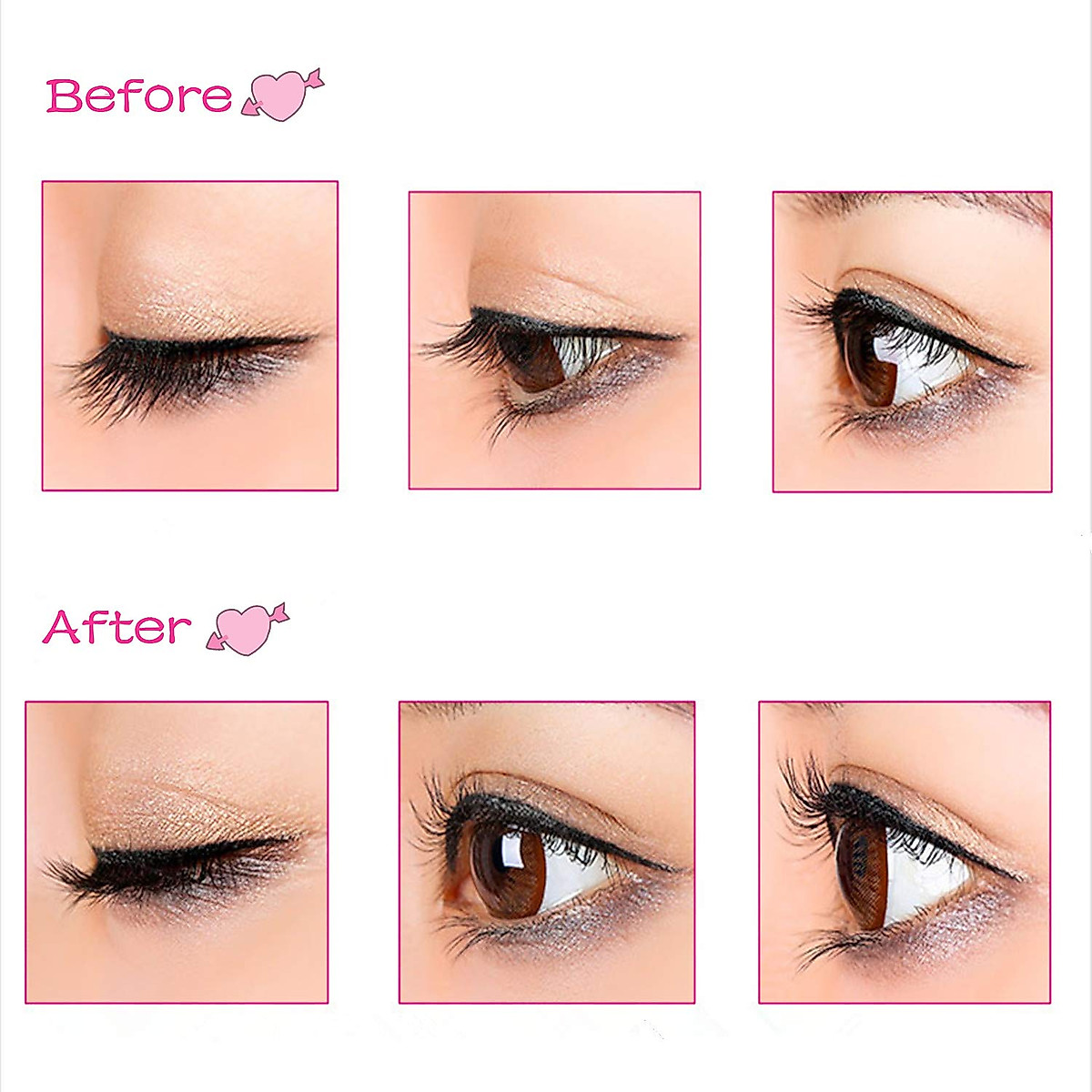 MERVK Stainless Steel Eyelash Curler with Built-in Comb Pinch Pain-Free Suitable for Any Eye Shapes and Sizes, with 5 Silicone Refill Pads (Light Pink)