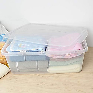 Inhouse 16 Quart Clear Storage Bin, Plastic Latching Box/Container with Lid, Set of 2