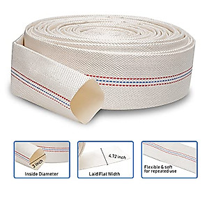 Eoiips 3 Inch x 65.6 Feet Length Swimming Pool Backwash Hose, PVC Lay-Flat Garden Hose Water Discharge Hose with Adjustable Hose Clamp for Patio Garden Lawn Irrigation & Swimming Pool