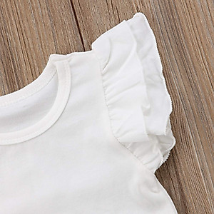 Infant Toddler Baby Girl Top Basic Plain Ruffle T-Shirt Blouse Casual Clothes (2-3 Years, White)