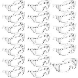 Queekay Safety Glasses over Eyeglasses Anti Dust Impact Scratch Safety Goggles for Men Women Nurses Workers Architect Lab(20 Pairs)