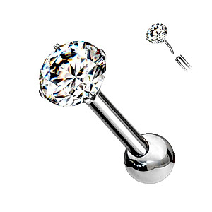 Pierced Owl 16-18G Implant Grade Titanium Threadless Push-in CZ Crystal Cartilage Helix Tragus Conch Ear Lobe Barbell Stud (18G / 6mm Length / 4mm Ball Size)