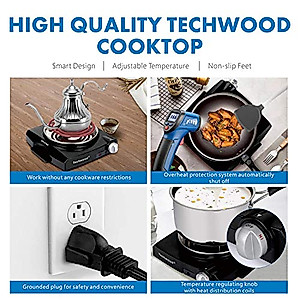 Techwood 1100W Portable Electric Coil Hot Plate Single Burner for Cooking, Countertop Cooktop Stainless Steel Electric Stove, Easy Clean, Upgraded Version