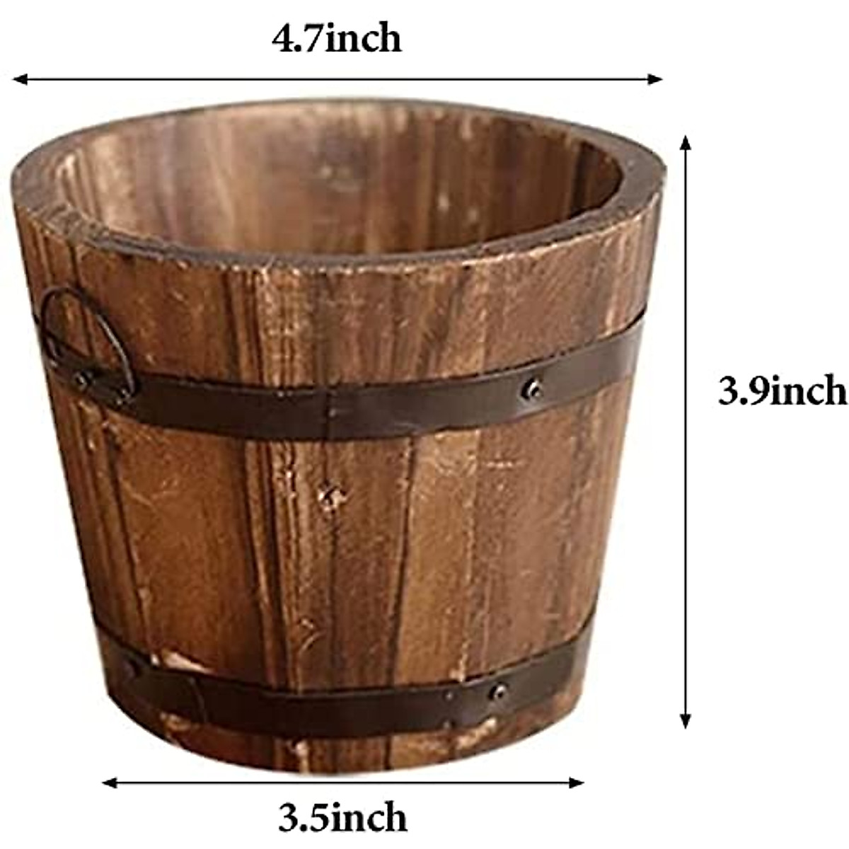 CoscosX 3 Pcs Rustic Wooden Bucket Flower Planter Patio Garden Backyard Planter Outdoor Indoor Home Decor