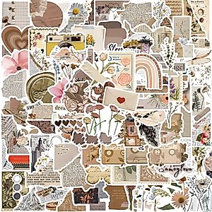 120Pcs Vintage Stickers, Waterproof Scrapbook Aesthetic Sticker, Daily Planner, Water Bottles, Handbook Junk Diary Stickers Teens Adults, Scrapbooking Supplies for DIY Paper Crafts