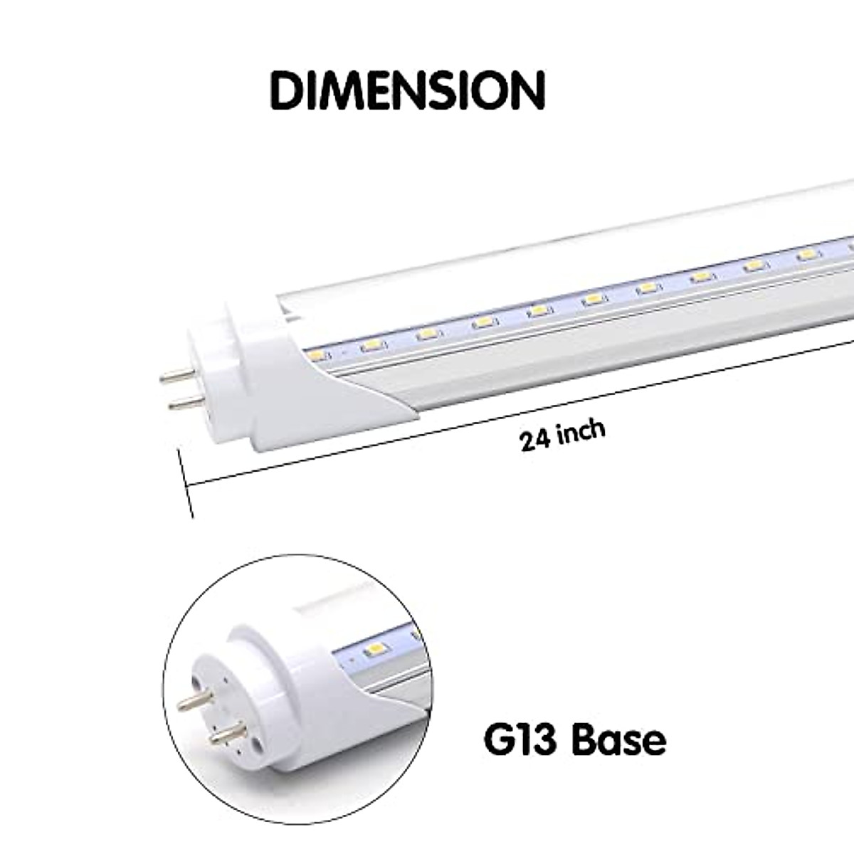 T8 T10 T12 2FT LED Light Tube - 8W LED Replacement for 24 inch Fluorescent Bulb, 20W Equivalent, 1120Lm, 5000K Daylight White, Ballast Bypass, Dual-End Powered, Clear Cover (Pack of 4)