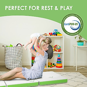 Cushy Form Floor Mattress - Foldable 4 Inch Foam Camping Bed w/Case for Adults & Kids - Folding Portable Bed for Travel, Van, Guest - Fold Up Pad - College Dorm Room Essentials for Girls and Guys