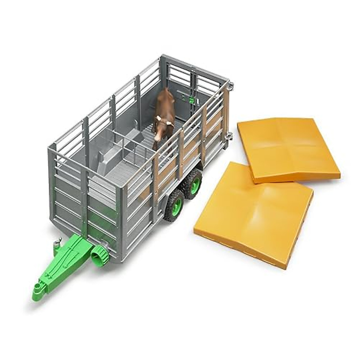 Bruder Livestock Trailer Vehicle with 1 Cow, Brown/Black, One Size