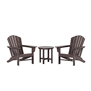 WestinTrends Dylan Dylan 3-Piece Outdoor Adirondack Chair with Side Table Set Dark Brown