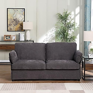 anwickjeff 70 inch Upholstered loveseat Couch Futon Sofa for Small Space Office Living Room, Modern Mini Couches Love Seat 2 Seater,Divan Daybed Sectional Sofa (Dark Grey)