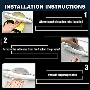 Hawyet 4 PCS Car Door Bowl Stickers, 3.1In x 3.5In Car Door Side Sticker Paint Protection for Door Bowl, Universal Non-Marking Anti-Scratches Protective Stickers (White)
