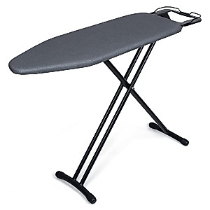 Duwee 13"x38" Ironing Board with Heat Resistant Cover and Thicken Felt Pad, Folding Adjustable Height Large Ironing Board,Heavy Sturdy Legs,Black