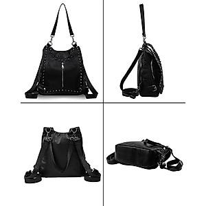 Cortelay Backpack Purse for Women Leather Ladies Fashion Designer Rivet Studded Travel Convertible Crossbody Shoulder Bag