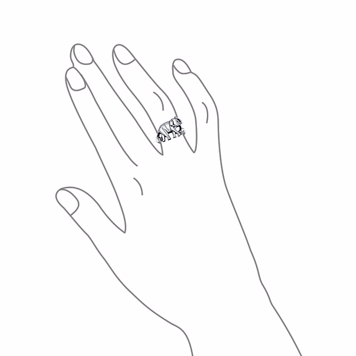 Good Luck Trunk Up Zoo Animal Elephant Ring For Women For Teen Oxidized .925 Sterling Silver