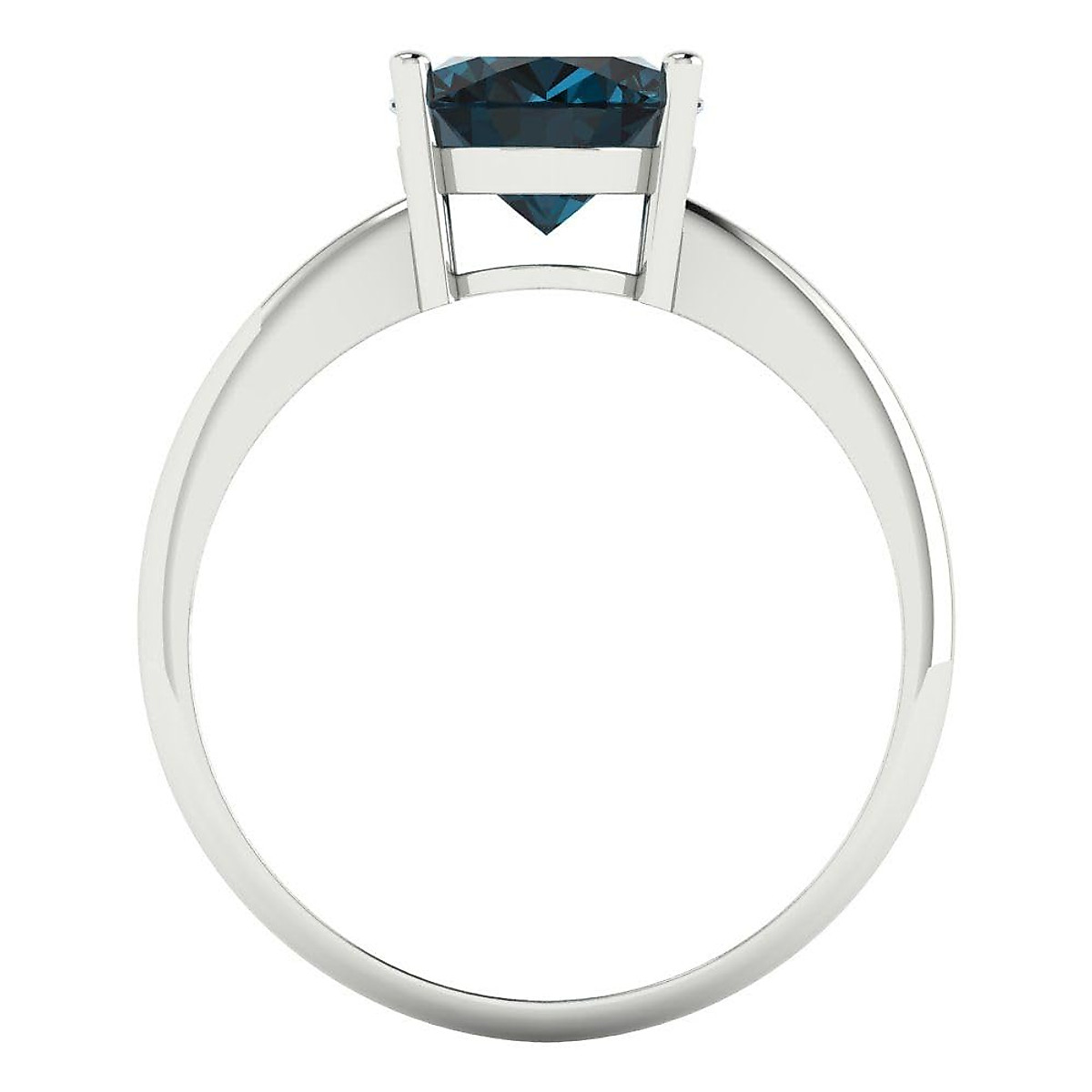 Clara Pucci 2.5ct Oval Cut Solitaire Natural London Blue Topaz Engagement Bridal Promise Anniversary Ring 18K White Gold Size 6.5